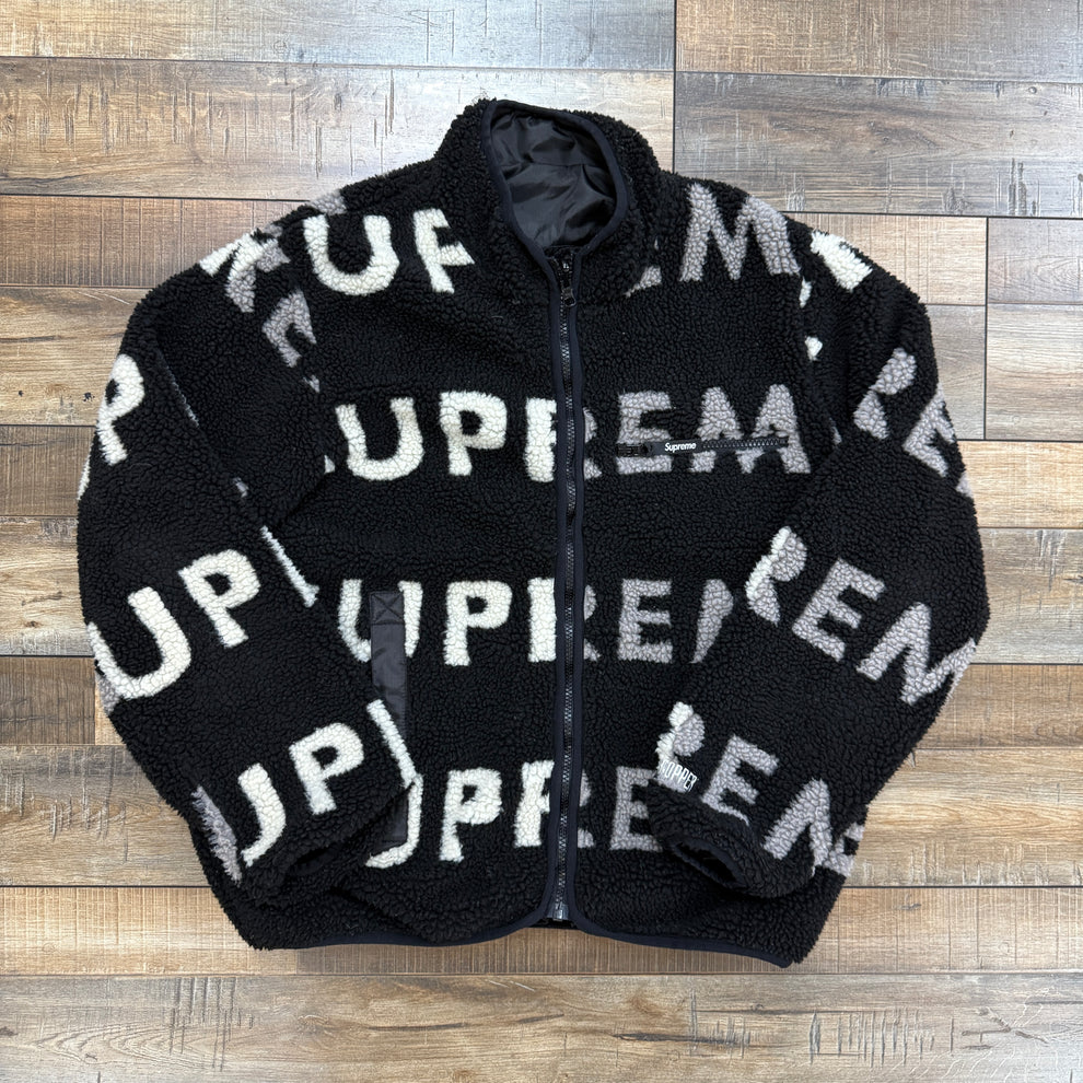 Supreme Reversible Logo Fleece Jacket 'Black' – Holy Ground
